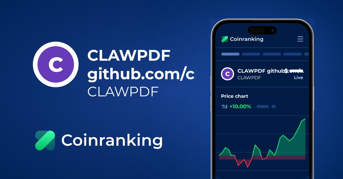 CLAWPDF $0.0₅106 - CLAWPDF github.com/clawsoftware/CLAWPDF Price & Chart | Coinranking